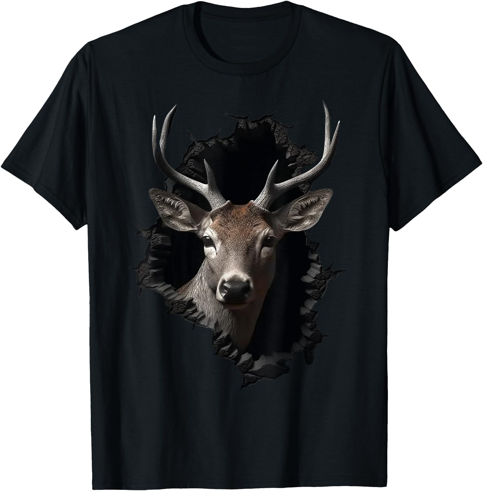 Deer Artwork Wall Animal Lover Softstyle Unisex T-Shirt,Black Color ...