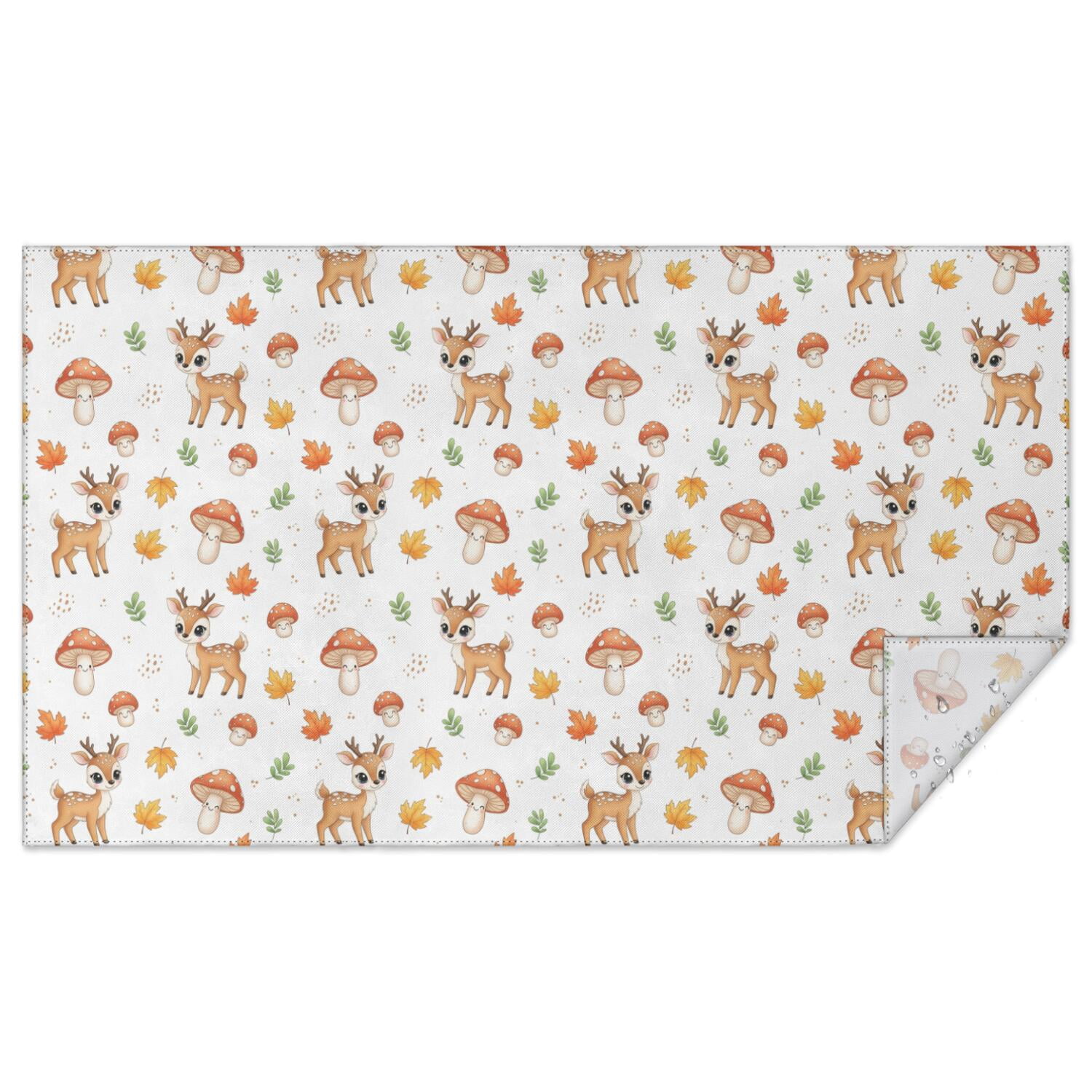 Deer Autumn Mushroom White Pattern Rectangular Tablecloth 60x102 Inch ...