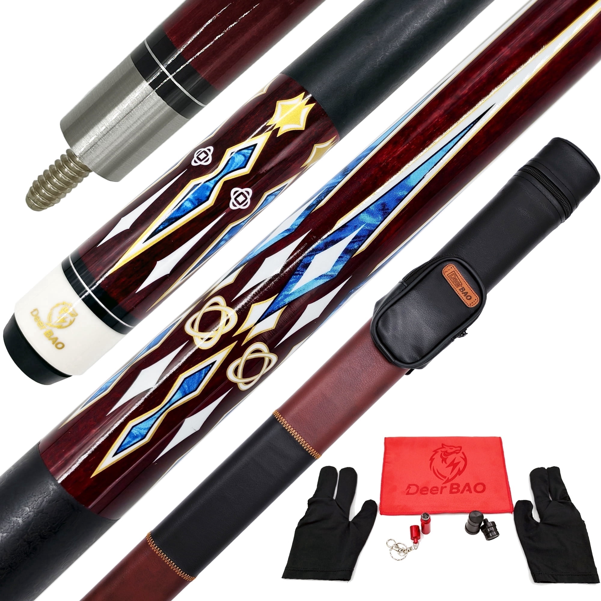 Deer BAO cues Pool cue Stick + Hard Case, 13mm Tip, 58", Hardwood ...