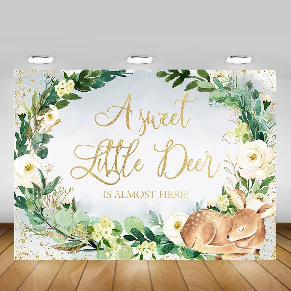 Deer Baby Shower Backdrop a Sweet Little Deer is Almost Here Party ...