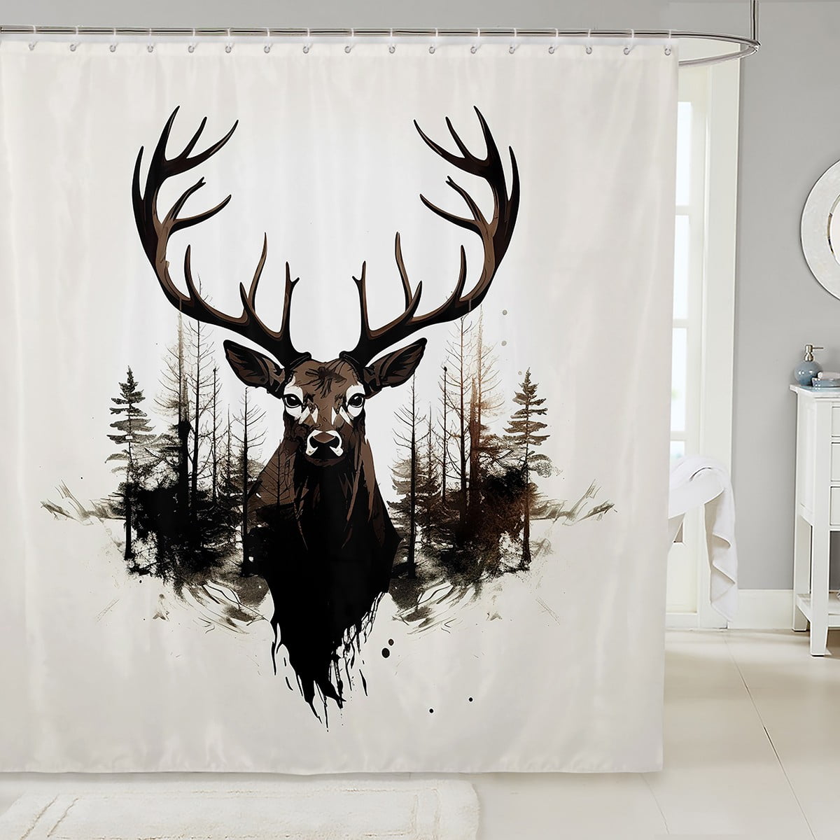 Deer Bathroom Shower Curtain Sets Deer Hunting Shower Curtain Rustic ...