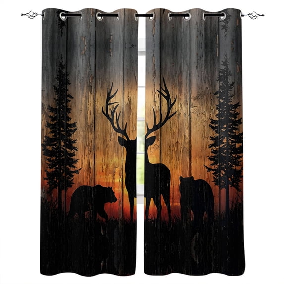 Deer Bear Blackout Curtains for Bedroom/Living Room, Thermal Insulated ...