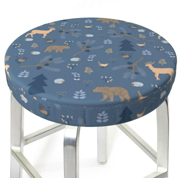 Deer Bear Chicken Hedgehog Flower Bar Stool Covers - Stretch Round Seat ...