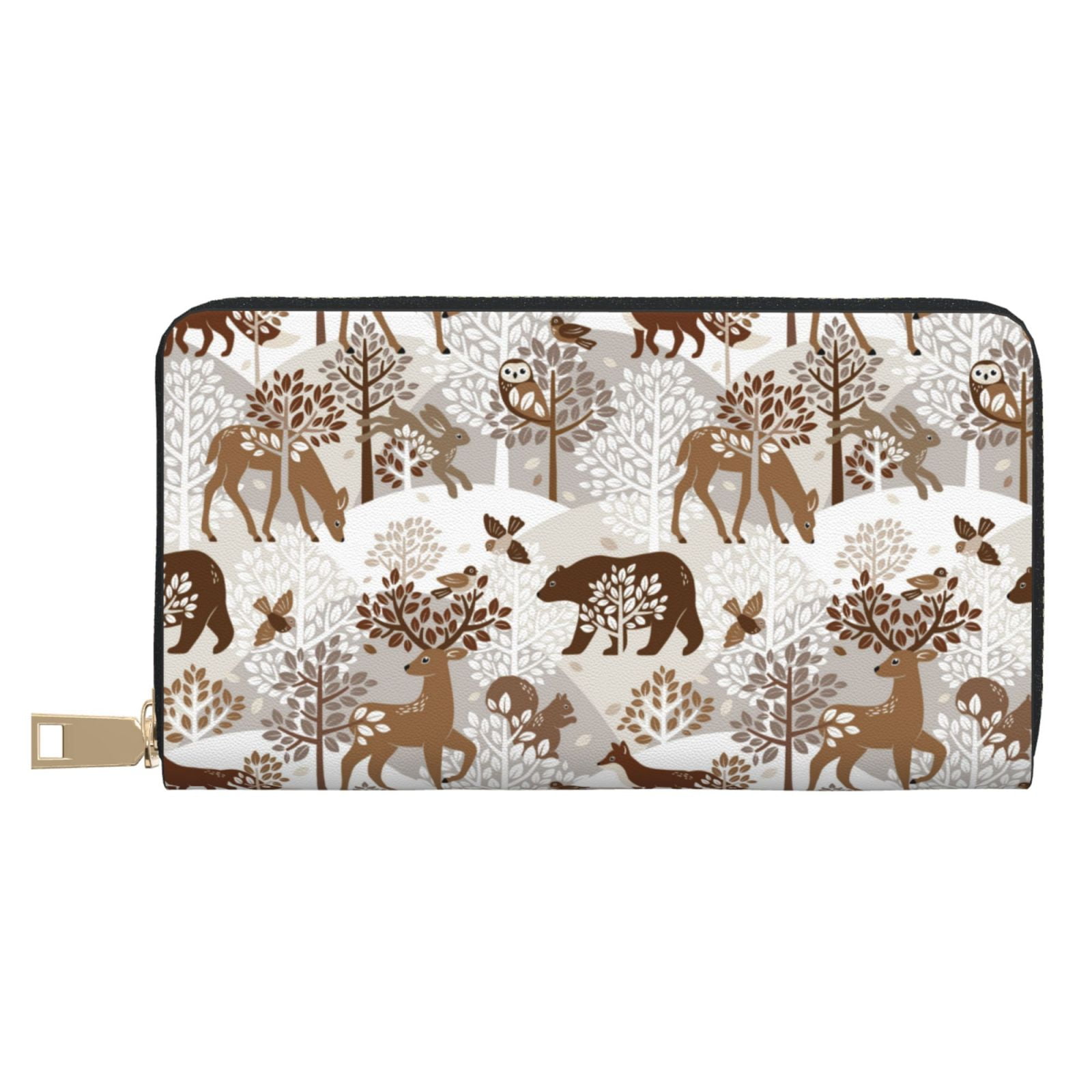 Deer Bear Fox Owl Rabbit Bird Tree Wallet Women, Leather Bifold Multi ...