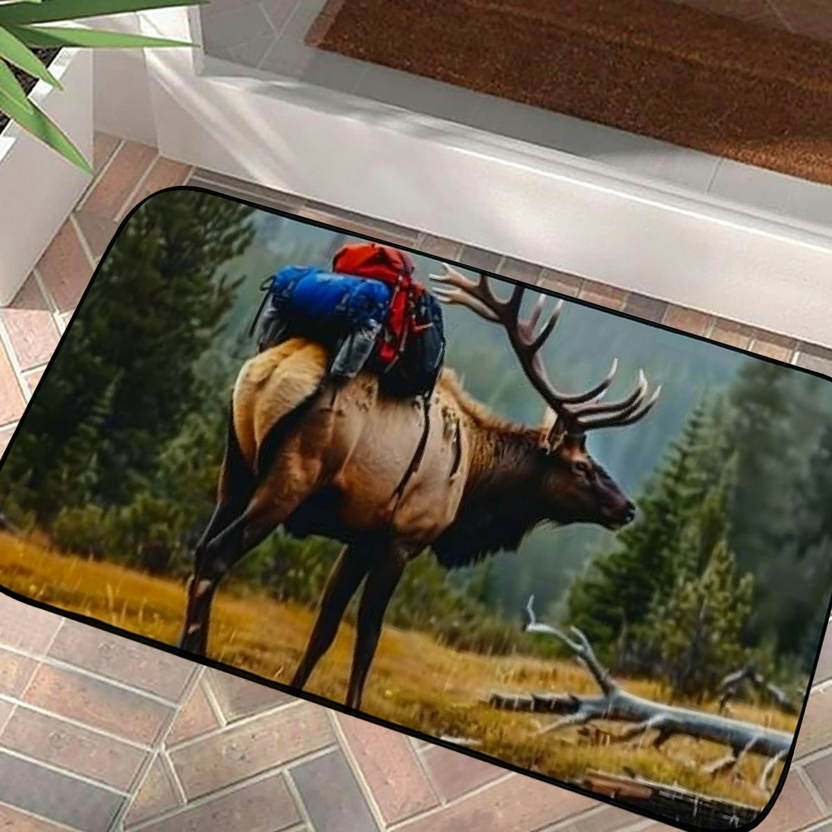 Deer Bear Moose Print Doormat,Entry Mat/Garage, Patio Entrance Mat ...