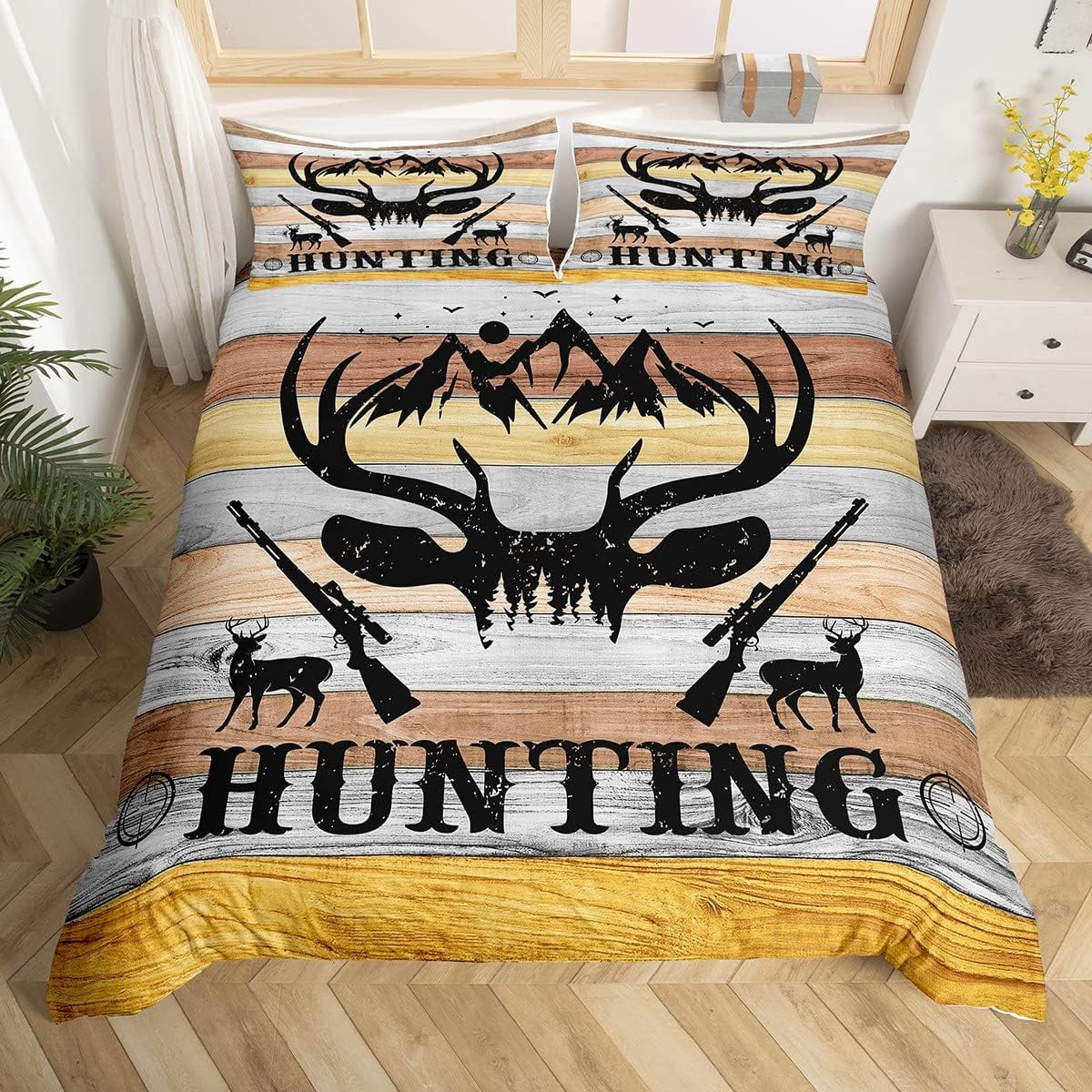 Deer Bedding Set Hunting Theme Bedding Wild Animal Elk Print Bedspread ...