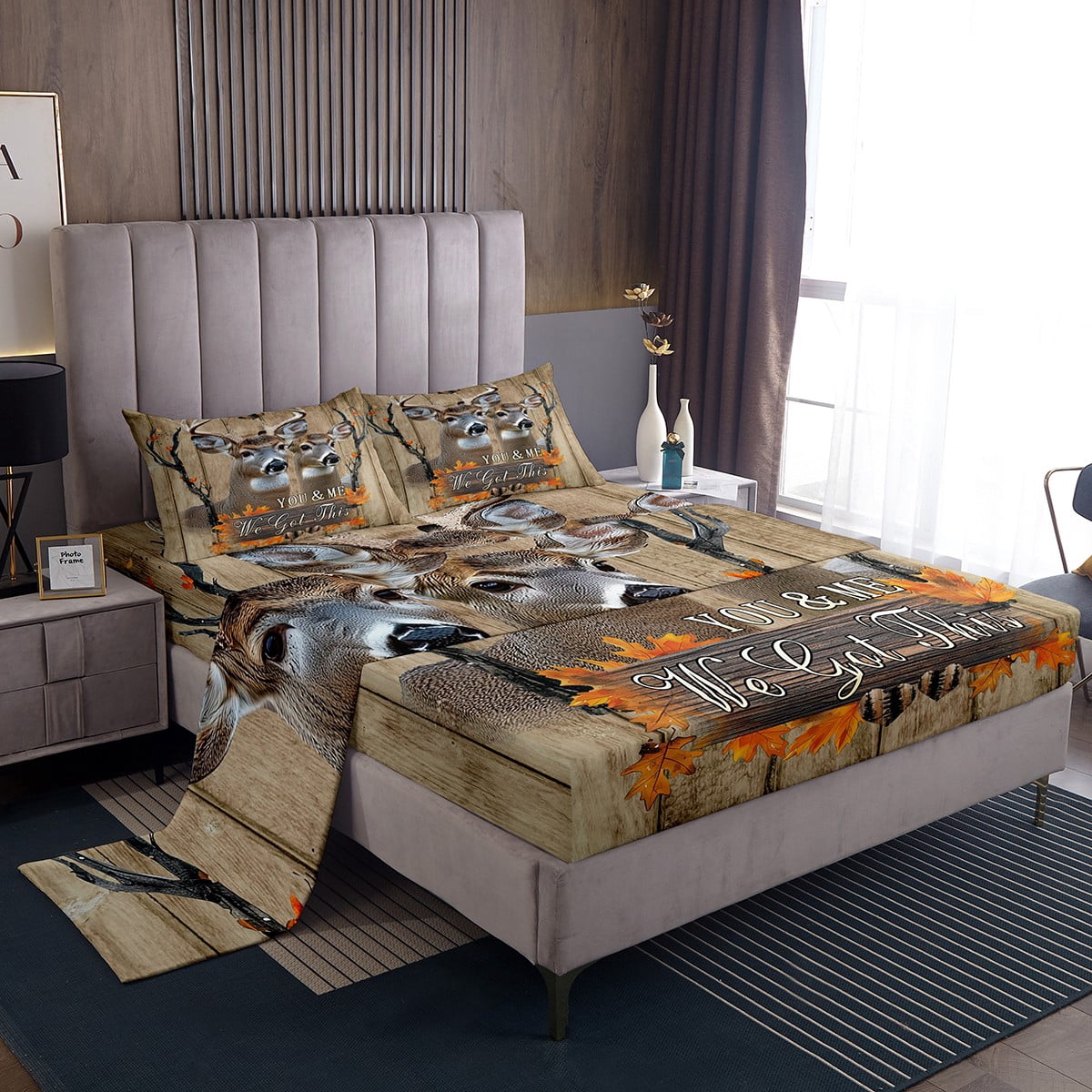 Deer Bedding Sets Wooden Decor Sheet Set,Western Sheets Twin Size ...
