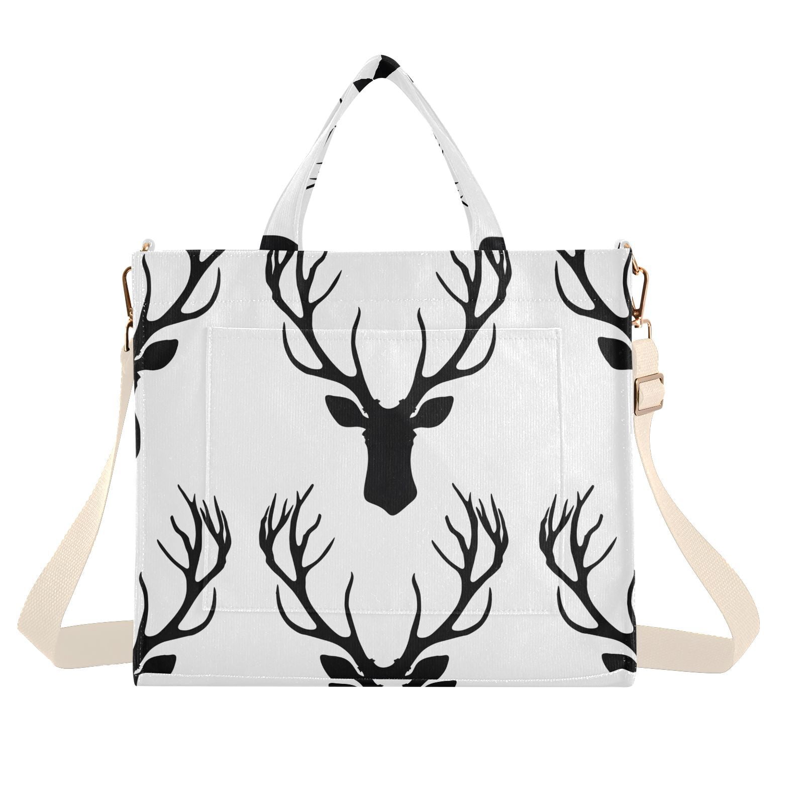 Deer Black Corduroy Tote Bag Handbag Large Messenger Bag Shoulder ...