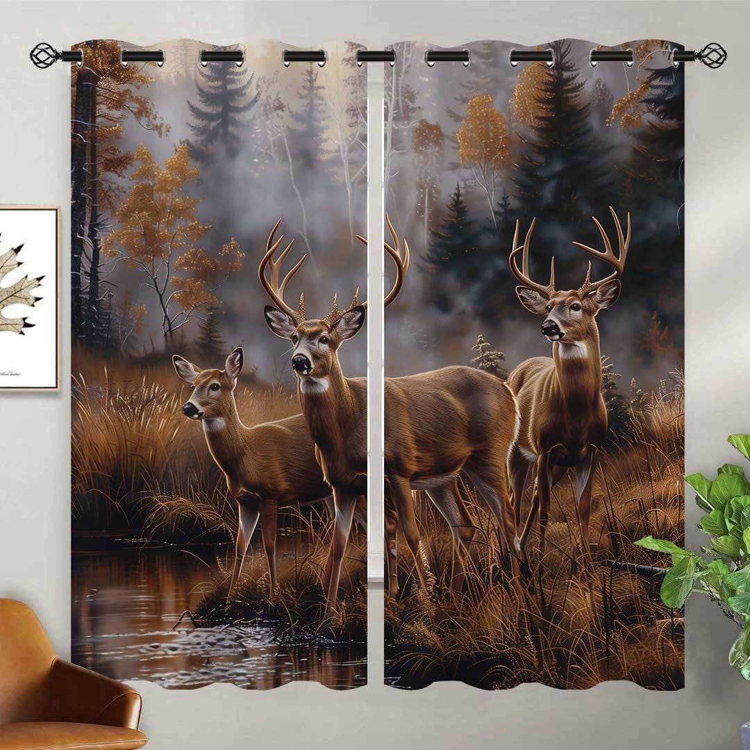 Deer Blackout Curtains for Girls Boy Home Decor, Rustic Elk Country ...