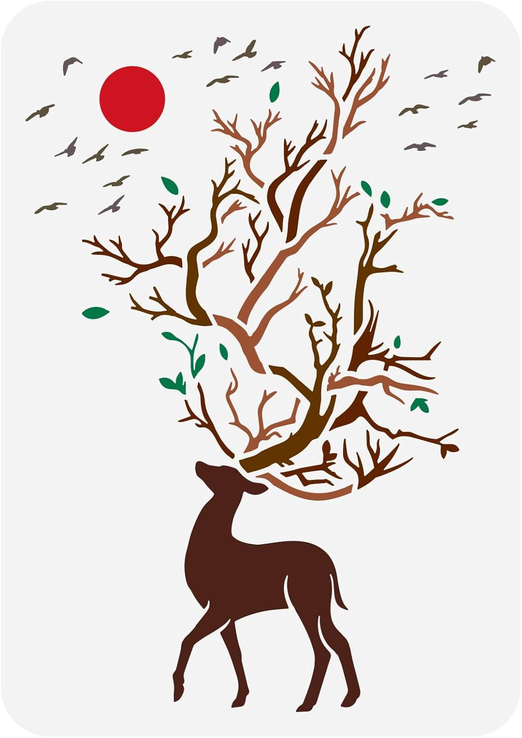Deer Branch Painting Stencil 8.3x11.7inch Reusable Deer with Large ...
