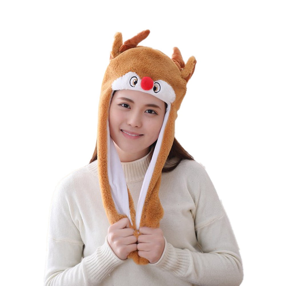 Deer Brown Animal Ear Hat Plush Cap Stuffed Toy Air Bag Props Funny ...