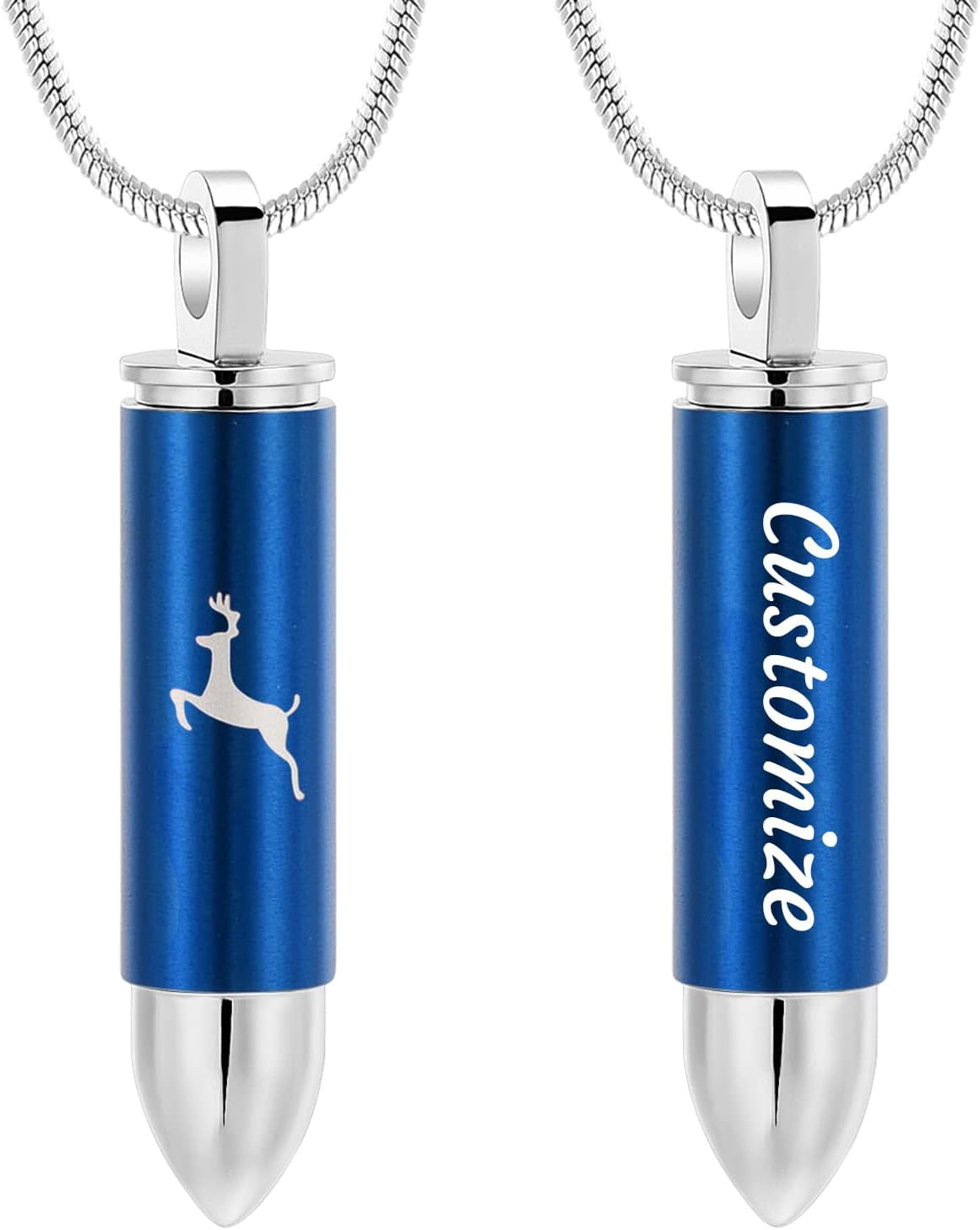 Deer Bullet Cremation Urn Necklace for Ashes Stainless Steel Memorial ...