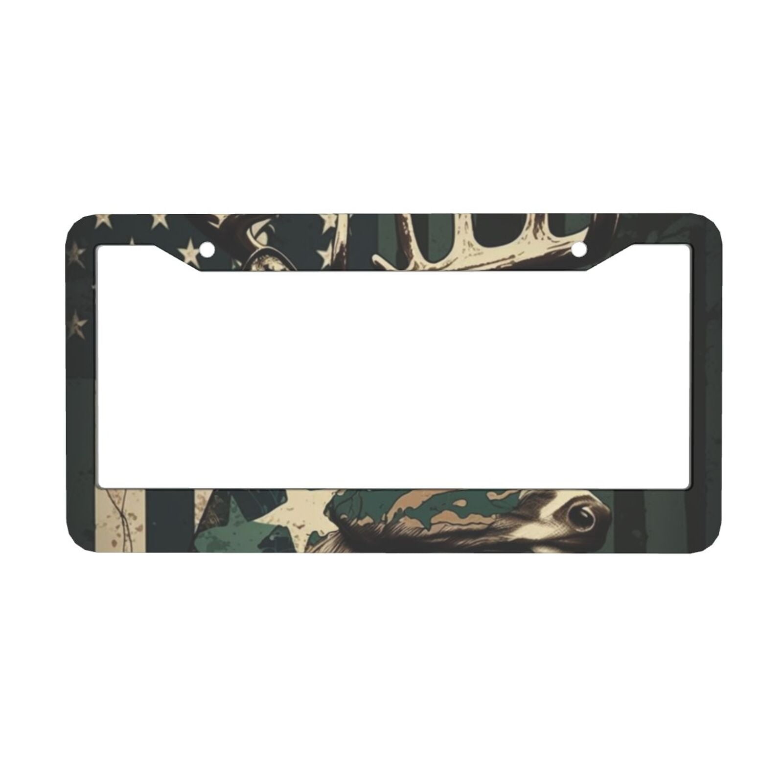 Deer Camo American Flag Camouflage Car License Plate Frame Aluminum ...