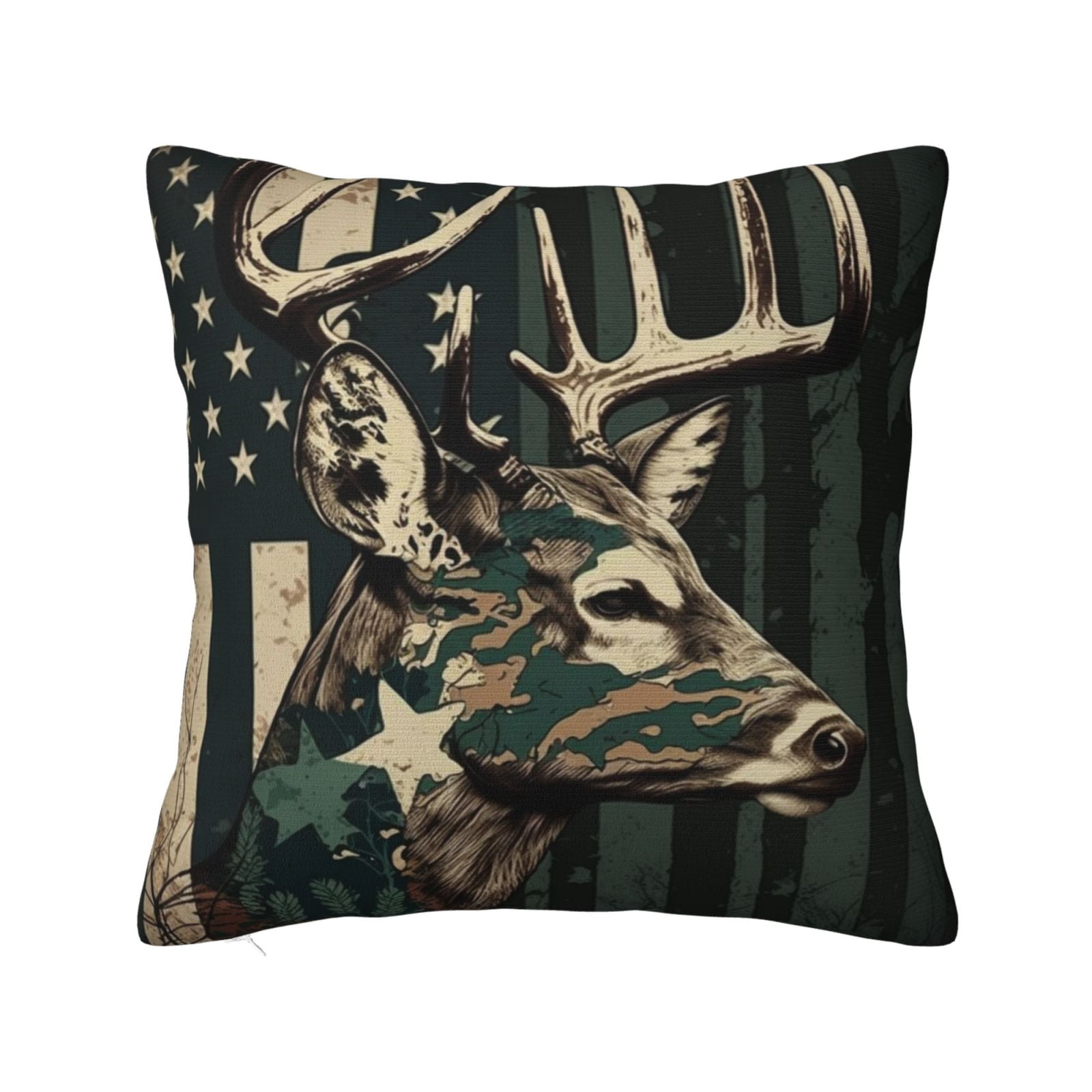 Deer Camo American Flag Camouflage Decorative Throw Pillow Cases Square ...
