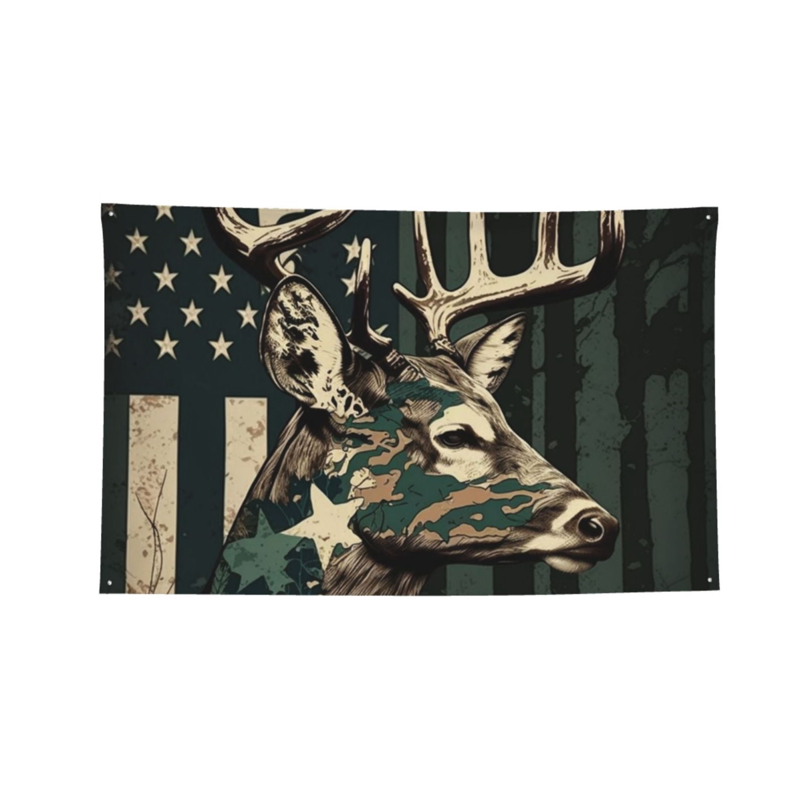 Deer Camo American Flag Camouflage Four Hole Decorated Banner Flag for ...