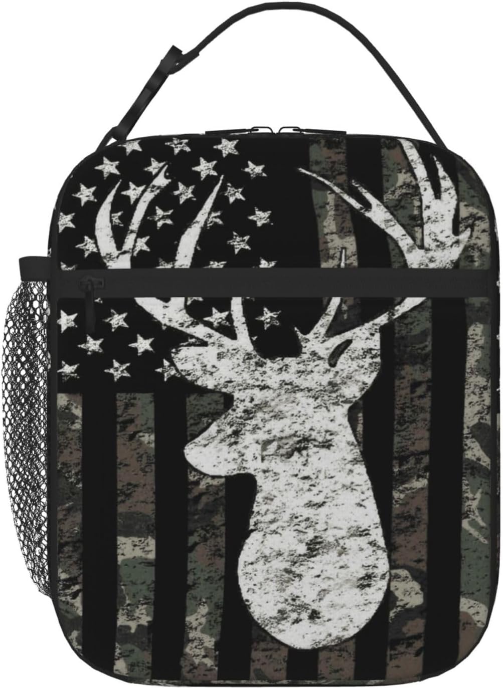 Deer Camouflage American Flag Hunting Lunch Box Bag,Animal Lunchbag ...