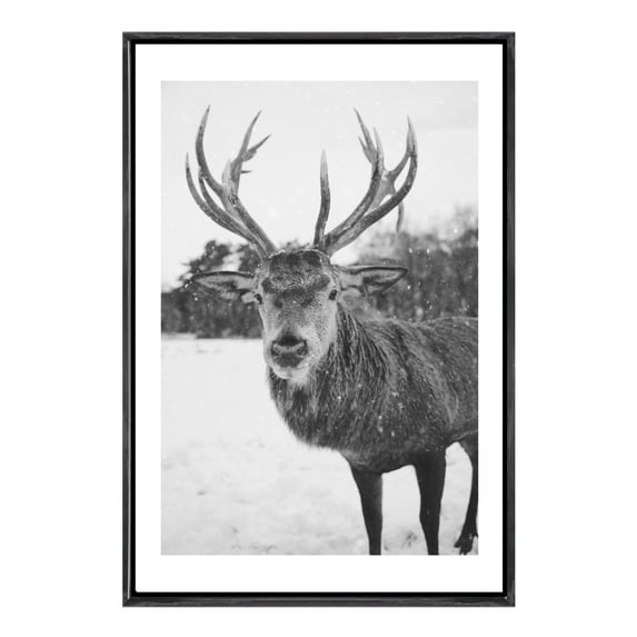 Deer Double Canvas Framed Wall Art Rustic Woodland Animal Print Nordic ...
