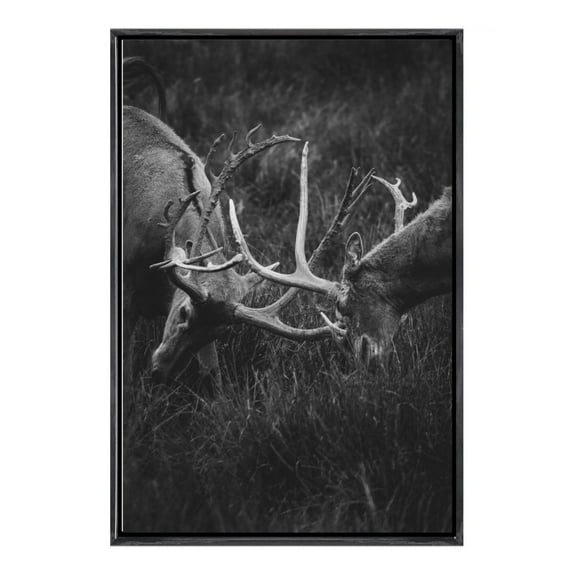 Deer Double Canvas Framed Wall Art Rustic Woodland Animal Print Nordic ...