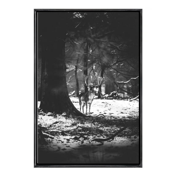 Deer Double Canvas Framed Wall Art Rustic Woodland Animal Print Nordic ...