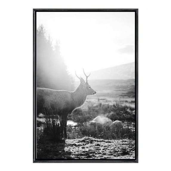 Deer Double Canvas Framed Wall Art Rustic Woodland Animal Print Nordic ...