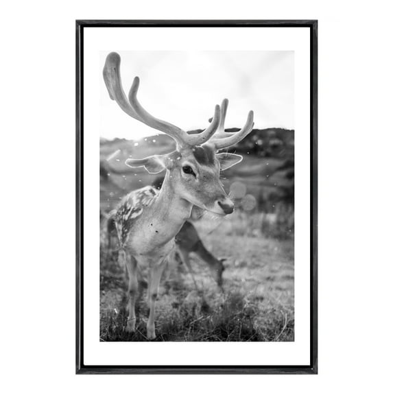 Deer Double Canvas Framed Wall Art Rustic Woodland Animal Print Nordic ...