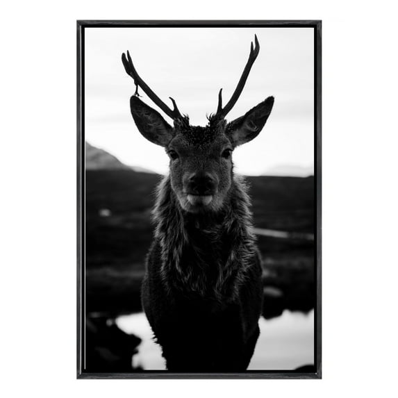 Deer Double Canvas Framed Wall Art Rustic Woodland Animal Print Nordic ...