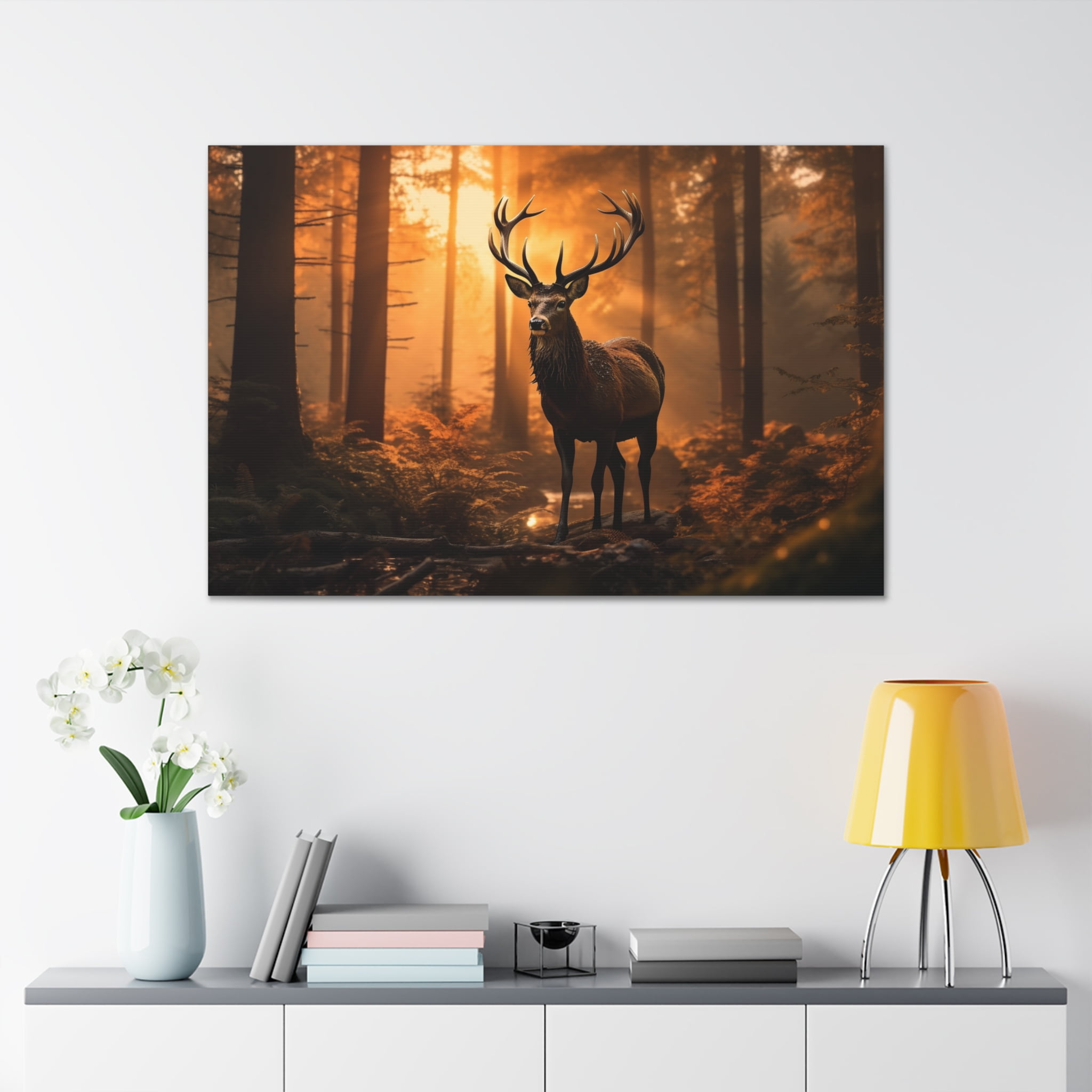 Deer Canvas Gallery Wraps Buck Forest Landscape Sunset Sunrise ...
