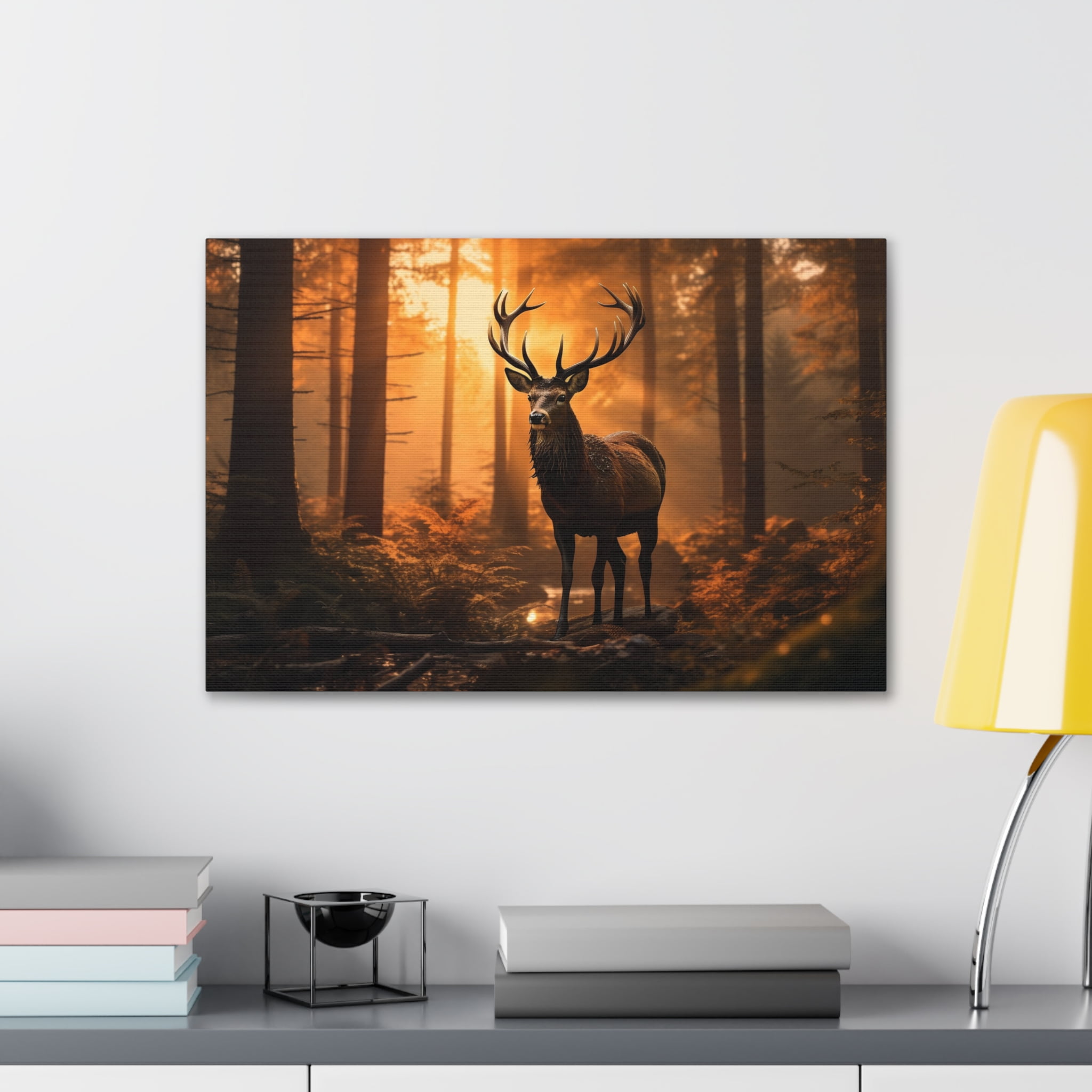 Deer Canvas Gallery Wraps Buck Forest Landscape Sunset Sunrise ...