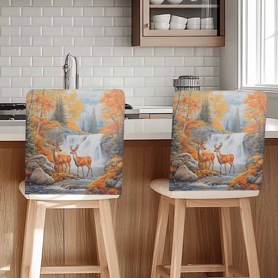 Deer Chair Covers Set of 6 Forest Wildlife Chair Back Covers Stretch ...