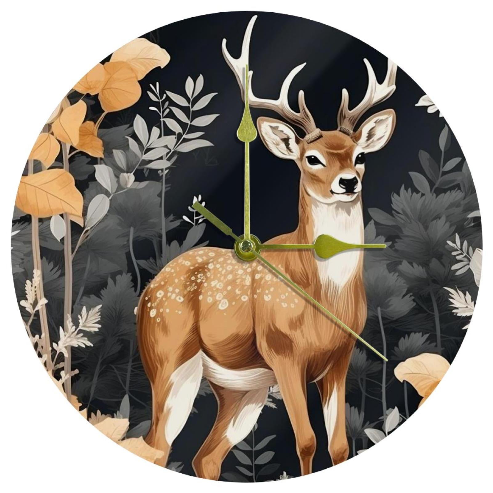 Deer Circular Acrylic Wall Clock - Stylish Timepiece for Home Decor ...