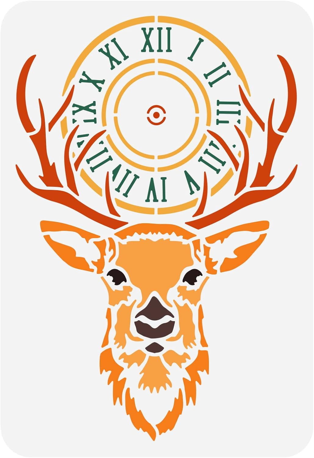 Deer and Clock Stencil 11.7x8.3 inch Hollow Out Antler Drawing Stencil ...