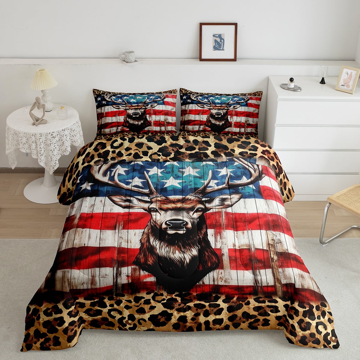 Deer Comforter Set Twin Size,Tie-dye American Flag Leopard Print ...