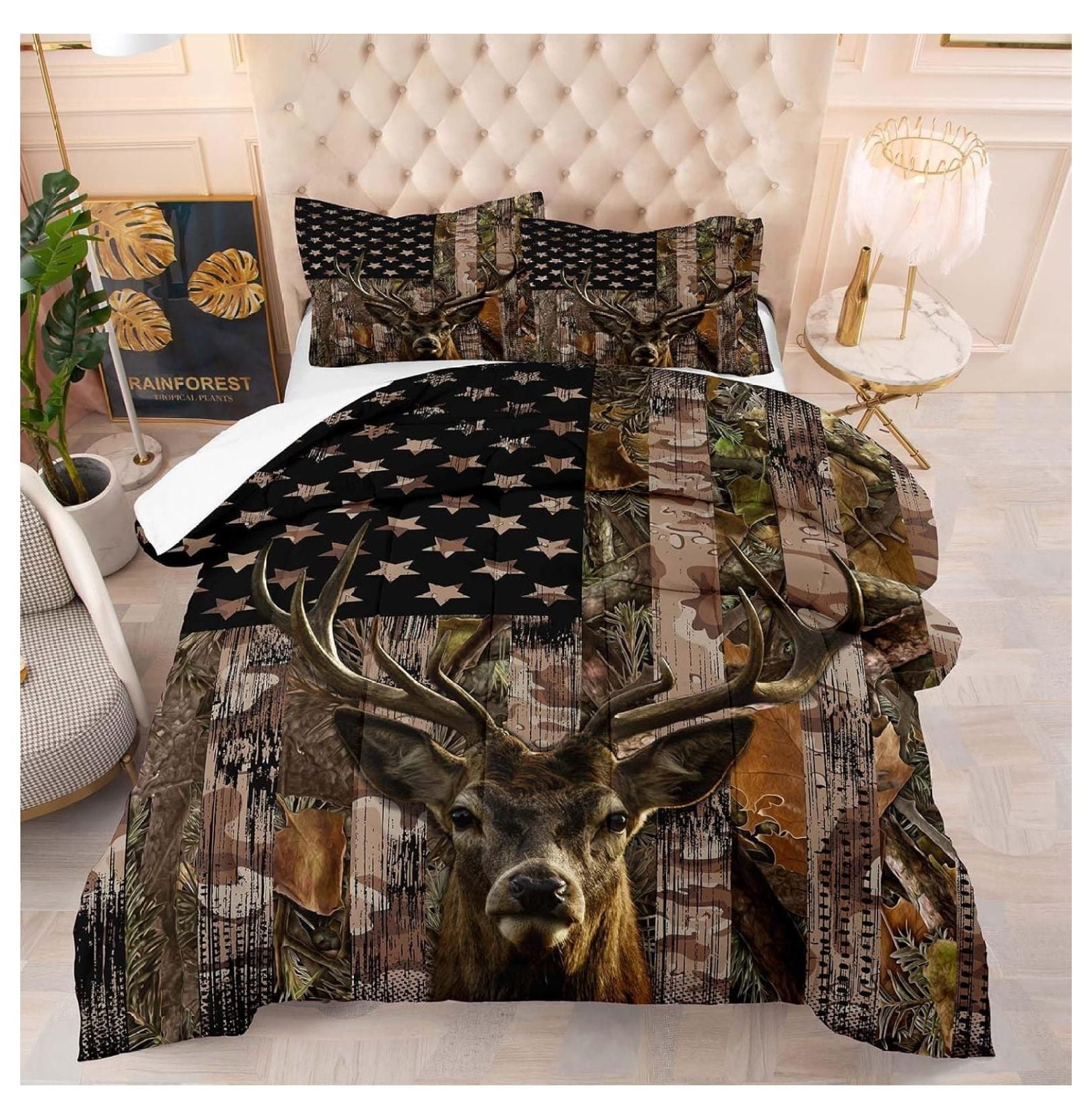 Deer Comforter Sets Full Size for Boys Kids Teens,American Flag Camo ...