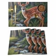 Deer Cotton Linen Placemats Set of 4, Forest Leaves River Vintage ...