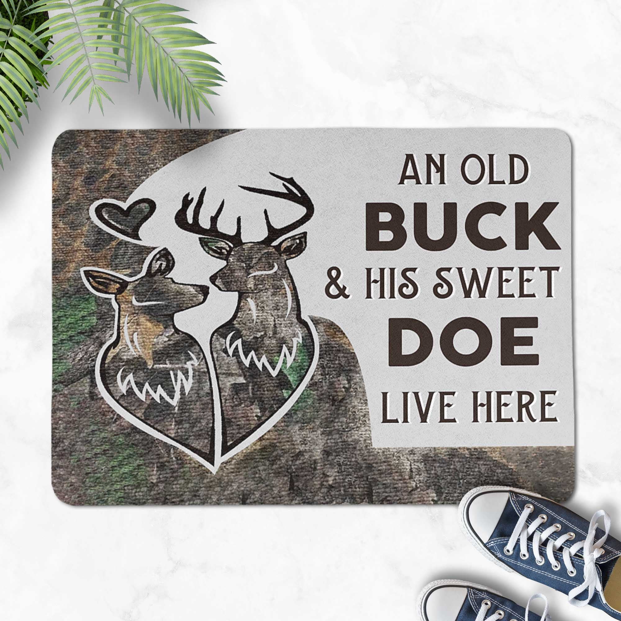Deer Couple Welcome Mat for Home – An Old Buck and His Sweet Doe Live ...