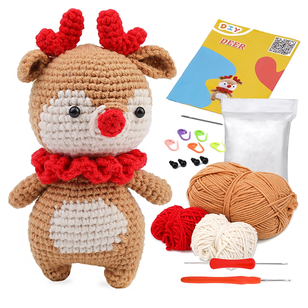 Deer Crochet Kit for Beginners, Crochet Animal Kit with Video Tutorials ...