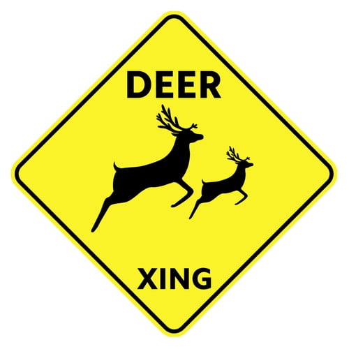 Deer Crossing Aluminum Sign Slow Down Sign Funny Road Metal Plaque Xing ...