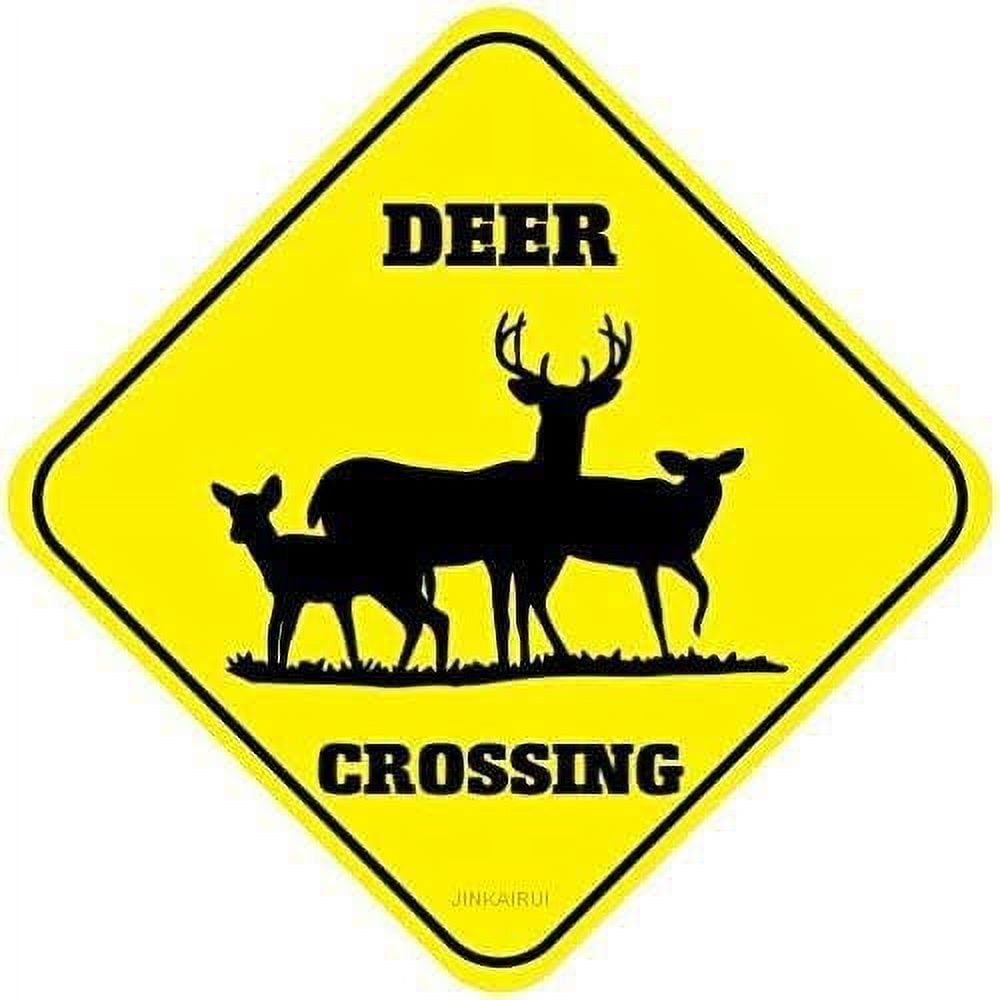 Deer Crossing Signs Square Funny Metal Signs for Home Decor Kids Room ...