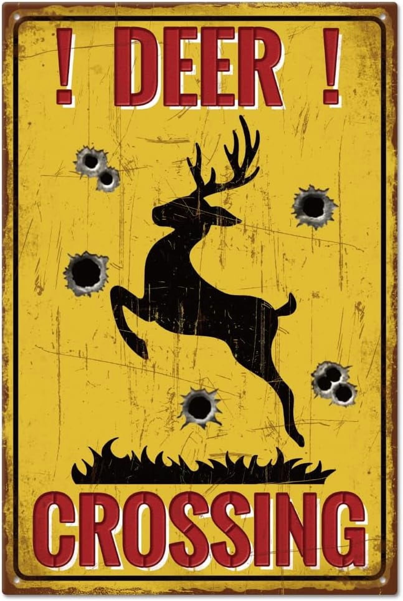 "Deer Crossing" Vintage Metal Warning Tin Sign Plaque Poster 8×12inch ...