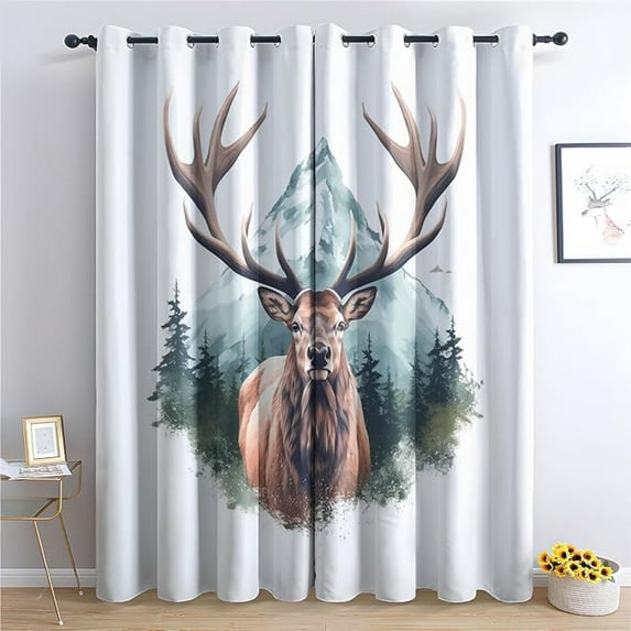 Deer Curtains For Bedroom Living Room, Woodland Animal Blackout ...