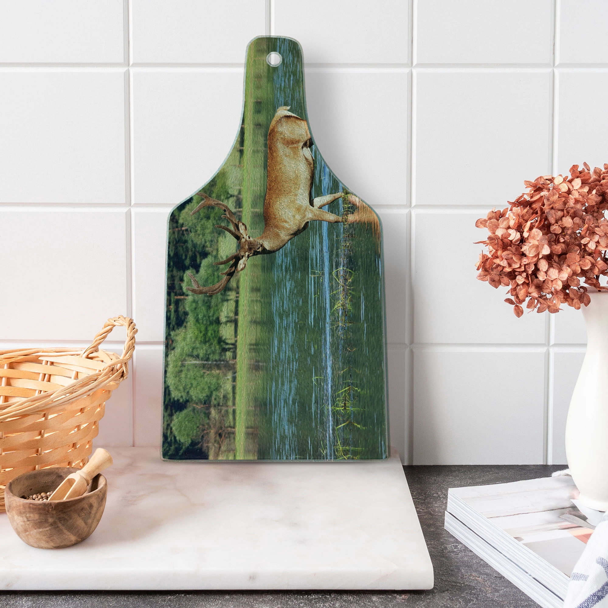 Deer Cutting Board, Mountain Animal in the Water a Forest Background ...