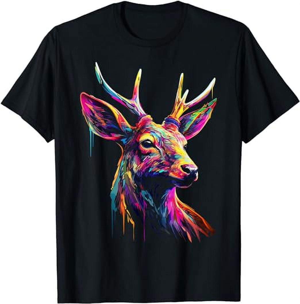 Deer Deer Forest Art Animal Colourful Animal Motif Deer T-Shirt ...