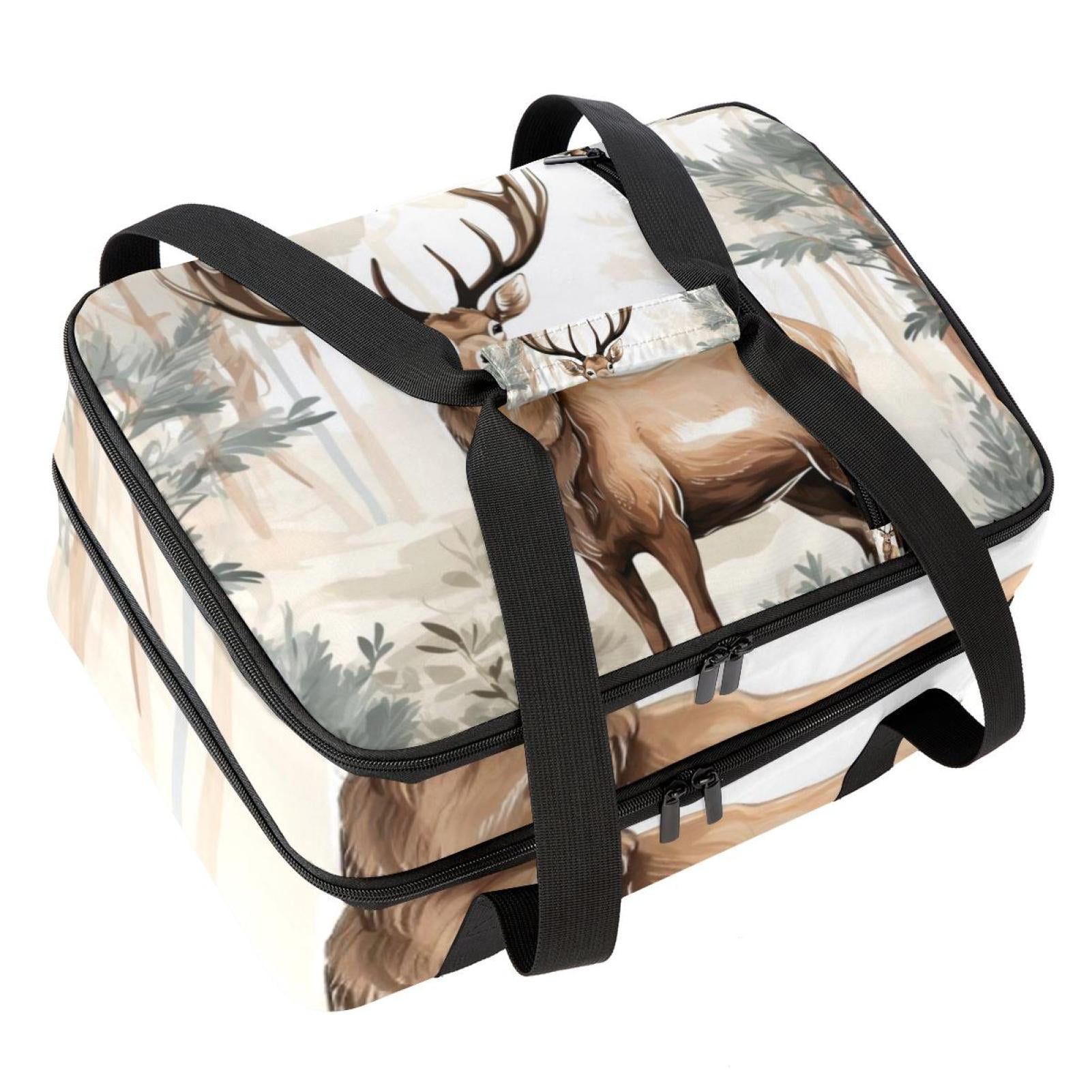 Deer Double Layered Insulated and Refrigerated Lunch Bag with Two ...