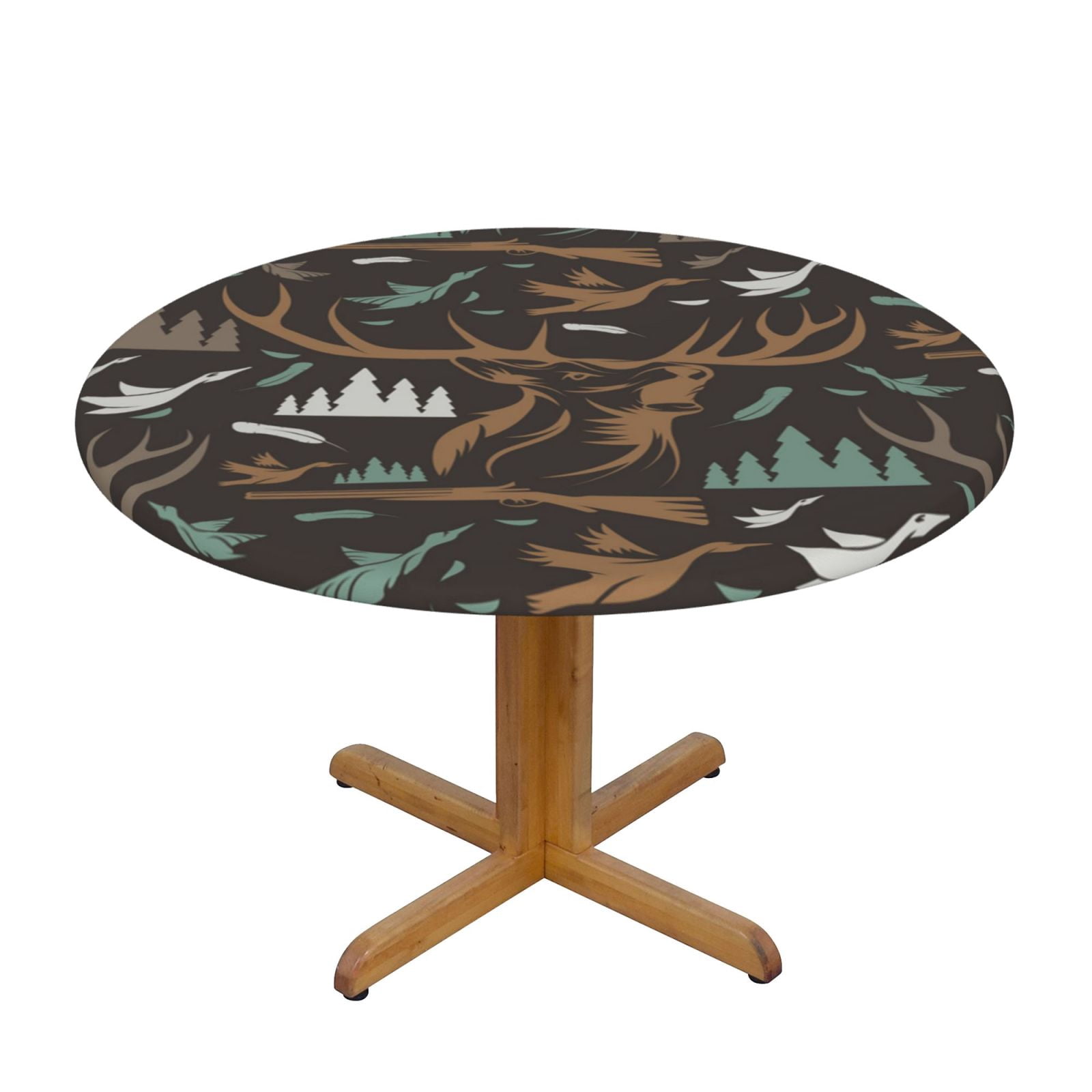 Deer Duck Hunting Vintage Round Fitted Tablecloth Elastic Edged Table ...