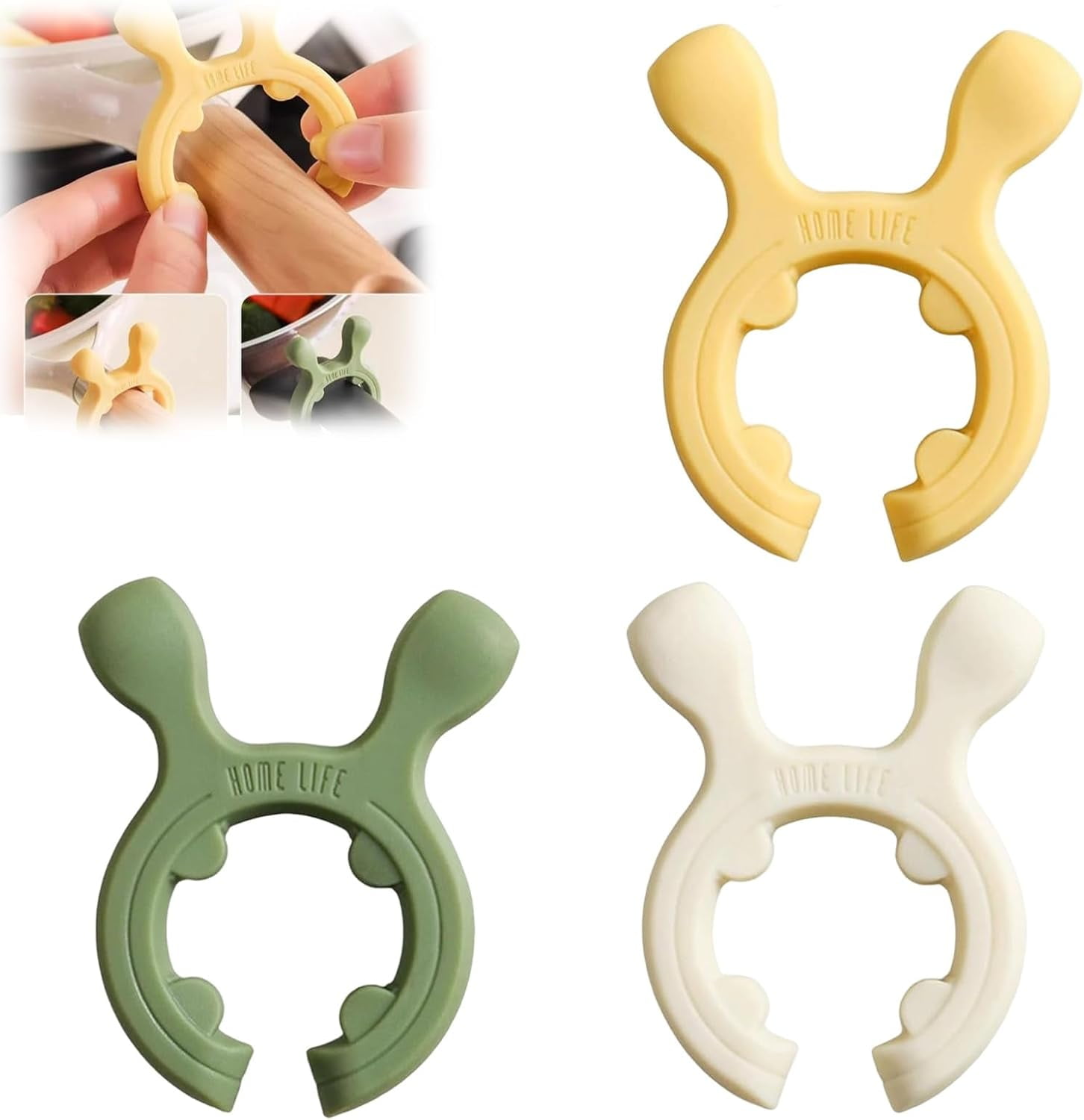 "Deer Ears" Pot Clip Spoon Rest - Thickened Heat-Resistant Silicone ...