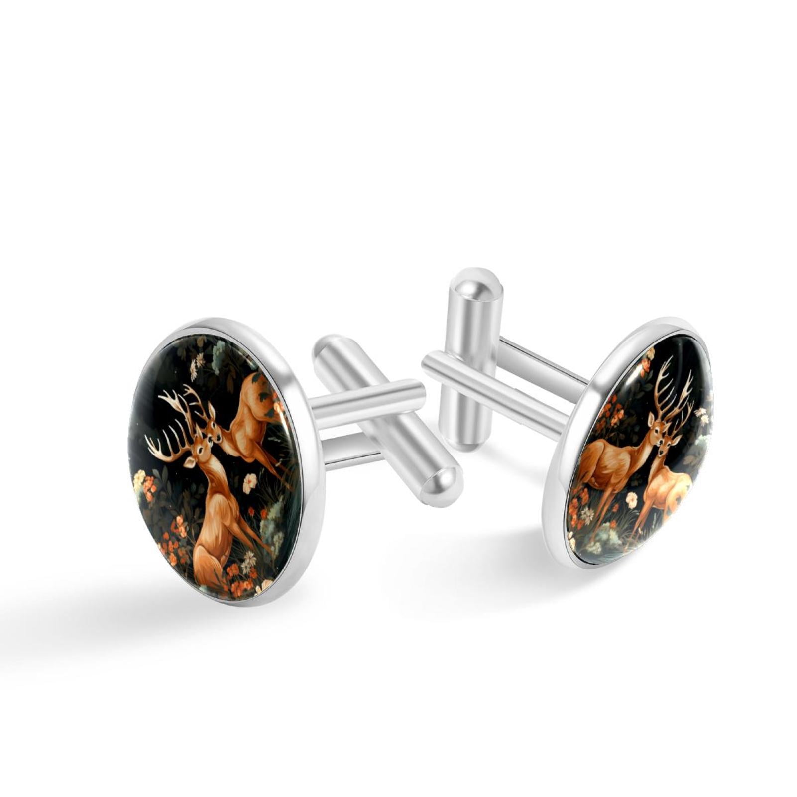 Deer Elegant Stainless Steel Cufflink Set for Formal Attire, Made of ...