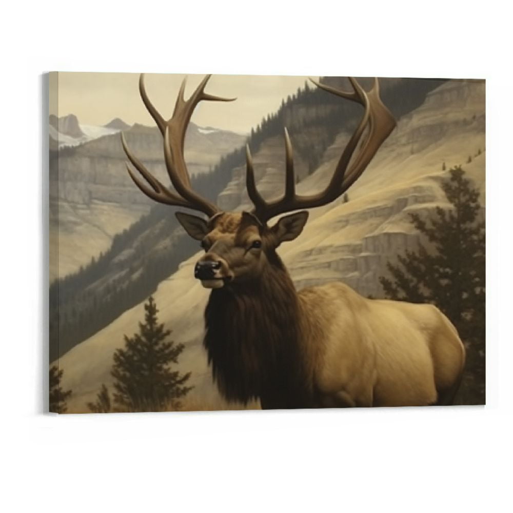 Deer Elk Wall Art Canvas Prints Nature Calligraphy Animal Scenery ...