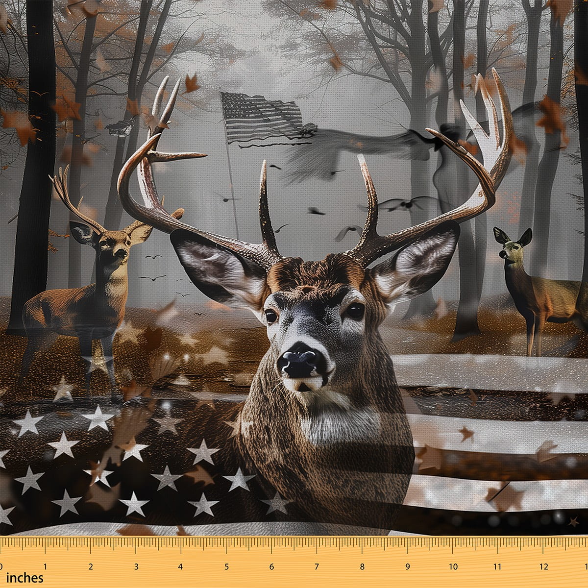 Deer Fabric By The Yard,Cute Moose Upholstery Fabric,Adult American ...