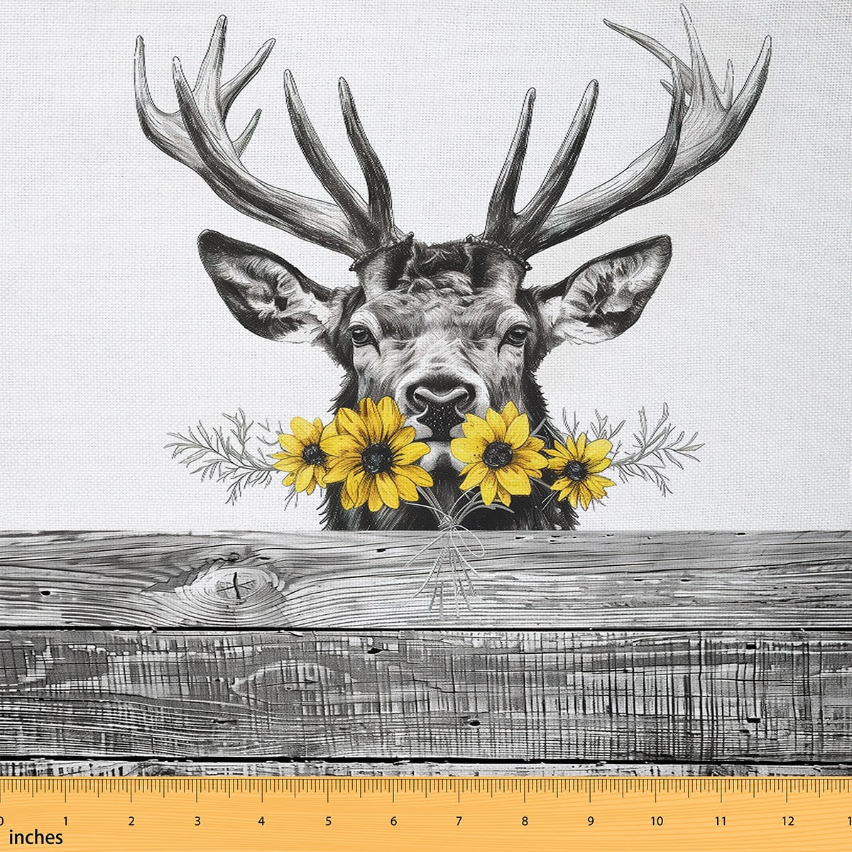 Deer Fabric By The Yard, Daisy Florals Upholstery Fabric For Chairs ...