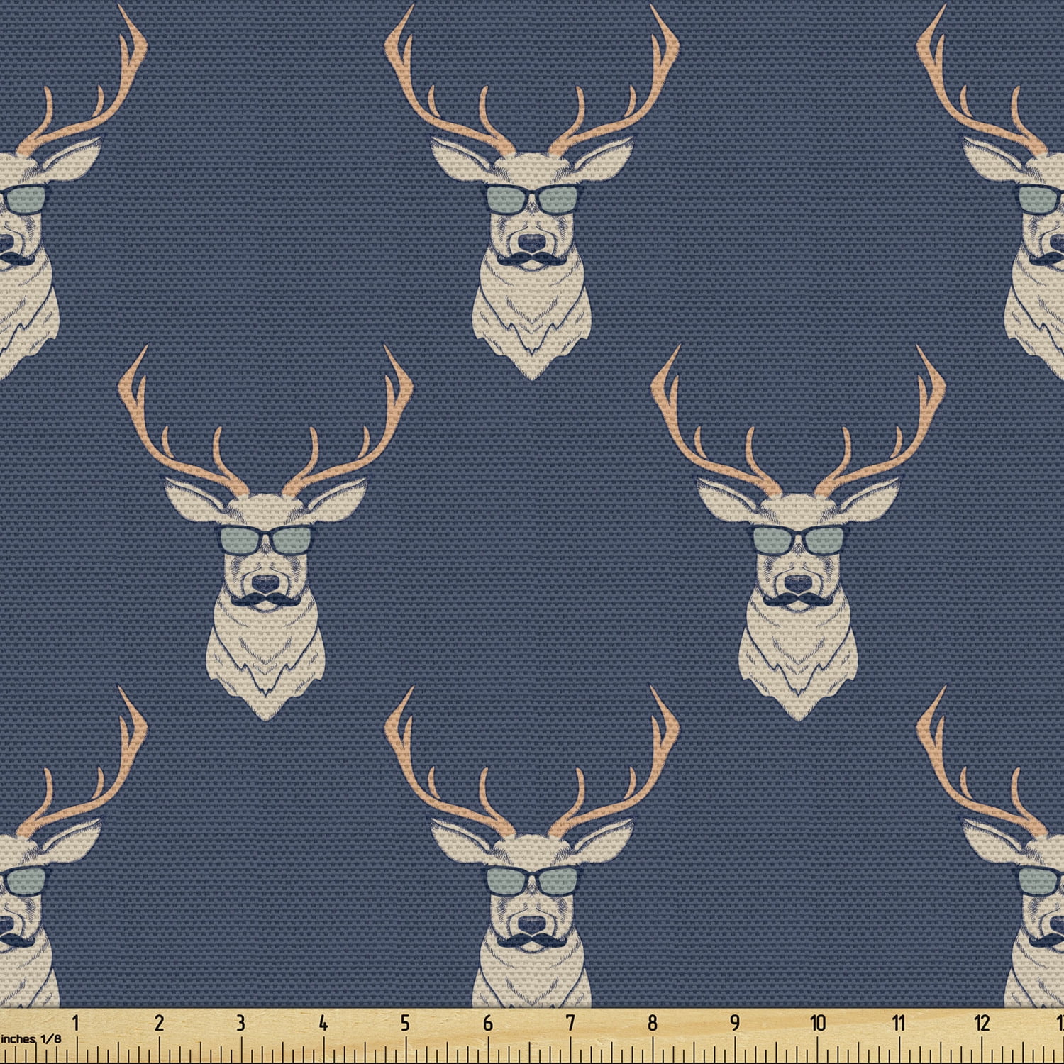 Ambesonne Deer Fabric by the Yard Upholstery, Retro Hipster Animals, 5 ...